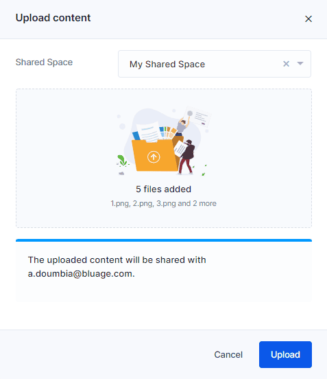 Upload Content to a Secured Space | AWS Blu Insights