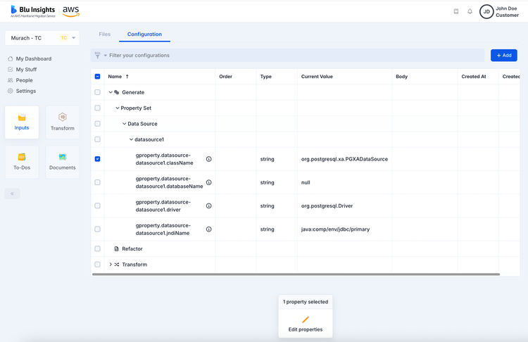 Configuration | AWS Blu Insights