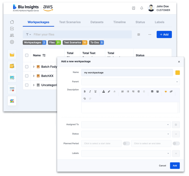 Workpackages | AWS Blu Insights