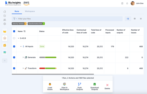 Runs | AWS Blu Insights