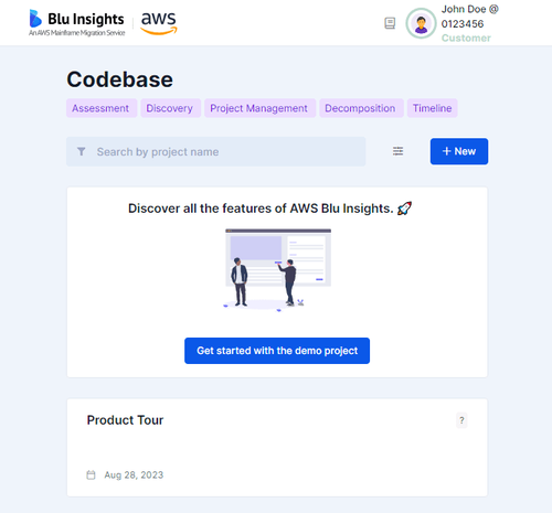 Create a Project | AWS Blu Insights