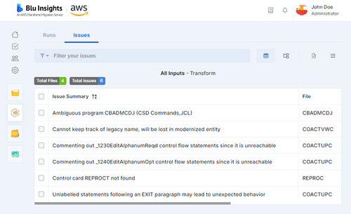 Issues | AWS Blu Insights